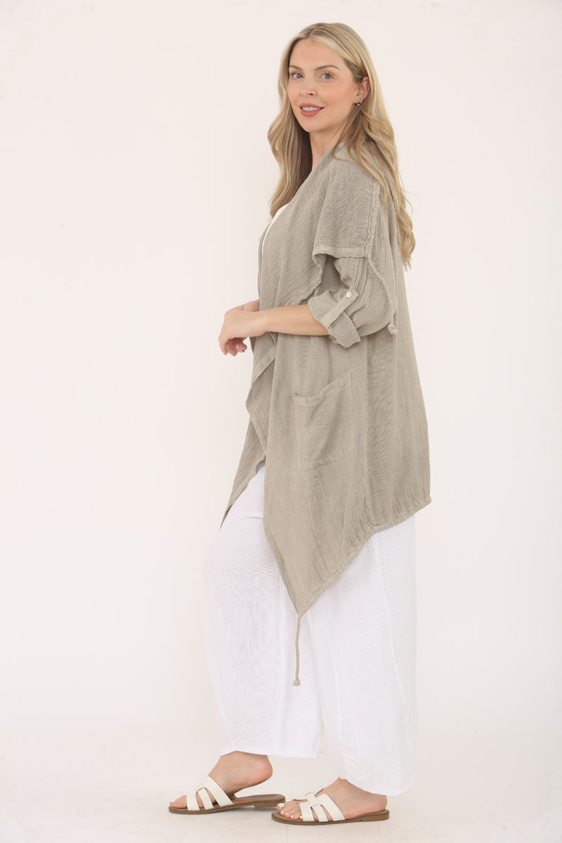 Paisley & Pearls Cotton Long Teabag Waterfall Drawstring Jacket – Saloos